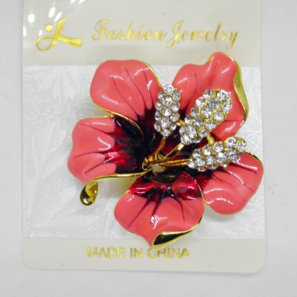 Jewelry | Hot Pink Hibiscus Flower Pin | Poshmark